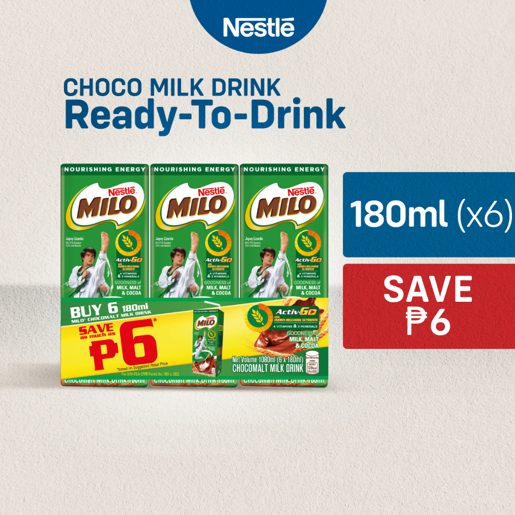[Buy 6 Save P6] Milo Ready-to-Drink Chocomalt Milk Drink 180ml | Shopee ...