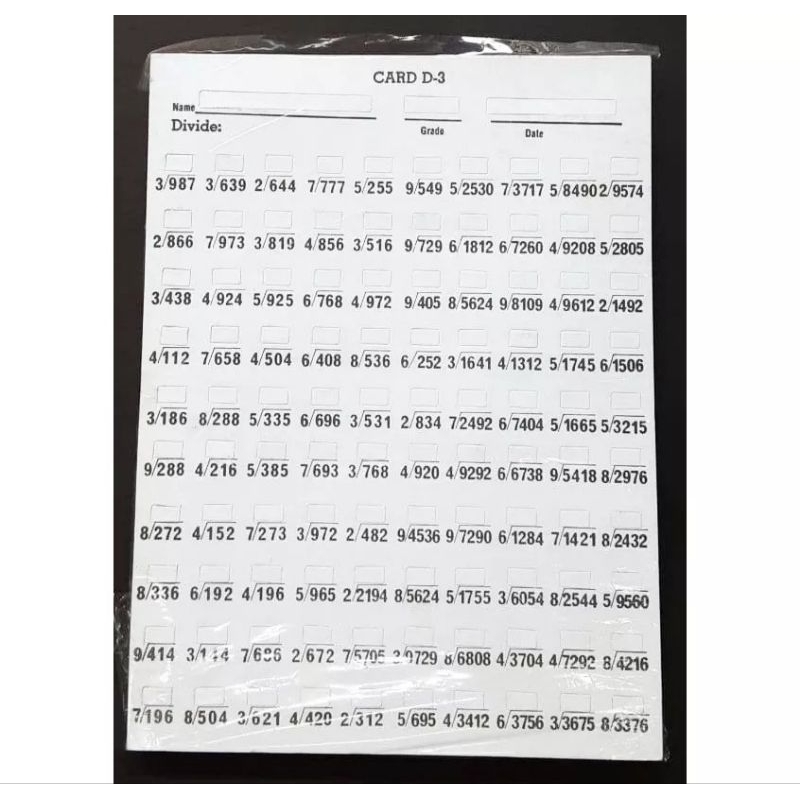 Window Card Math Operations [Addition A-4;Subtraction S-1,S-4;Division ...