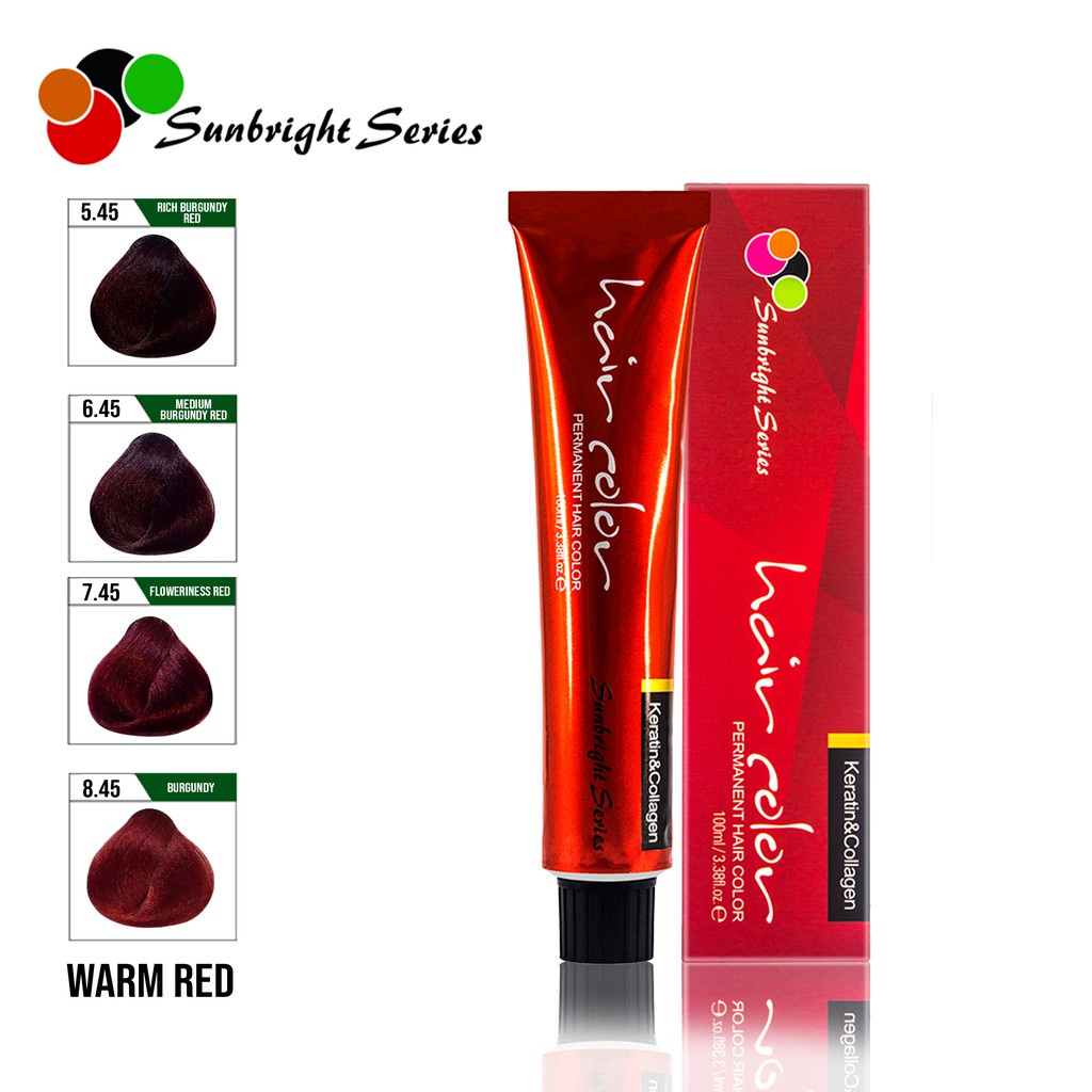 SUNBRIGHT SERIES HAIR COLOR 7.45 FLOWERINESS RED (100ML) | Shopee ...