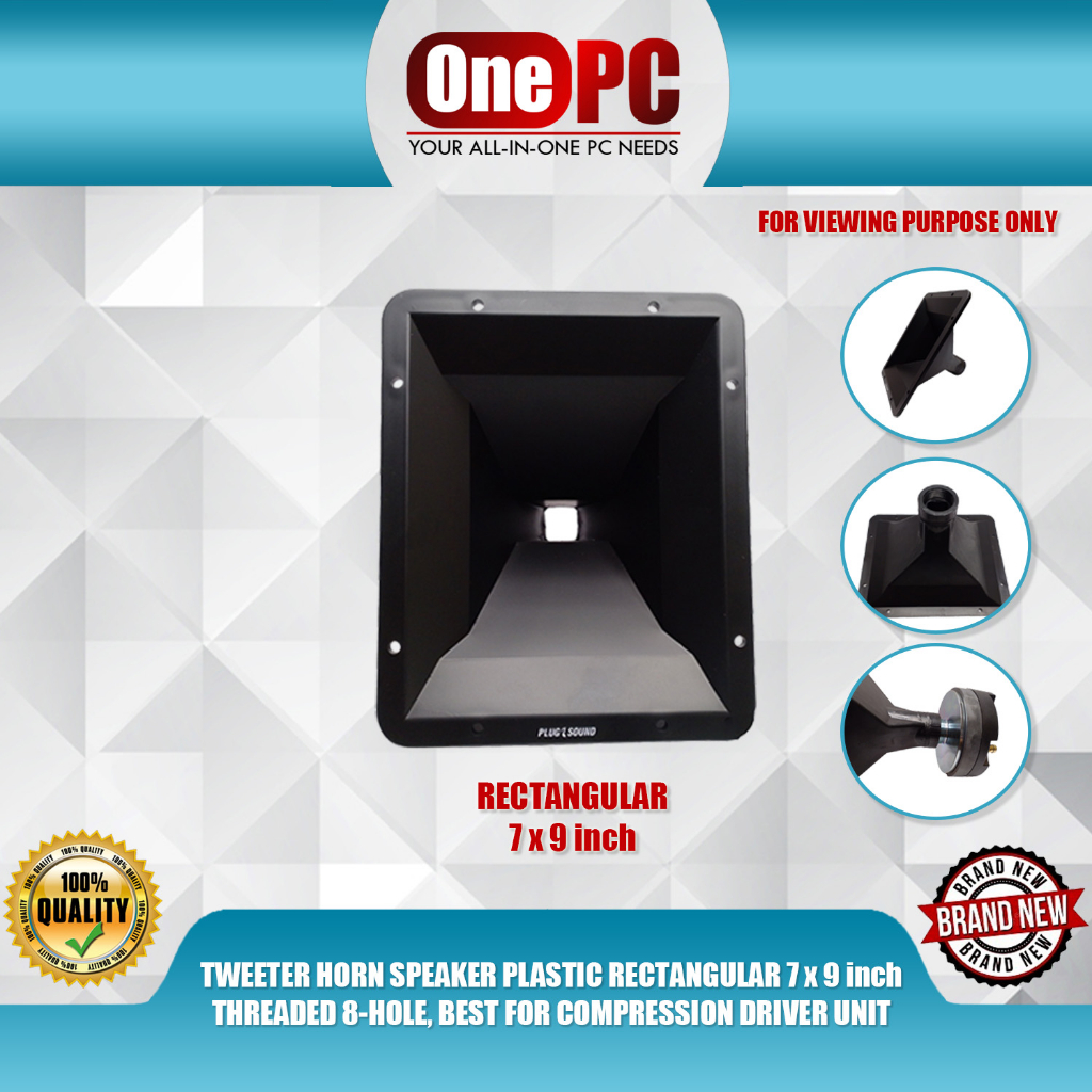 ONE PC TWEETER HORN SPEAKER PLASTIC RECTANGULAR 7x9inc THREADED 8-HOLE ...