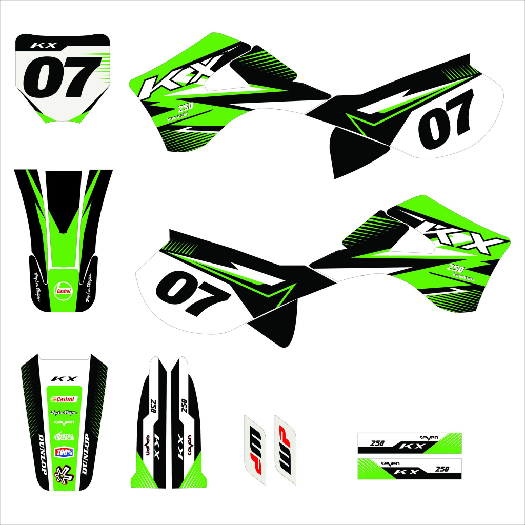 Kawasaki KX 125 & 250 ( 1999 - 2002 ) Graphics kit Sticker Decal ...