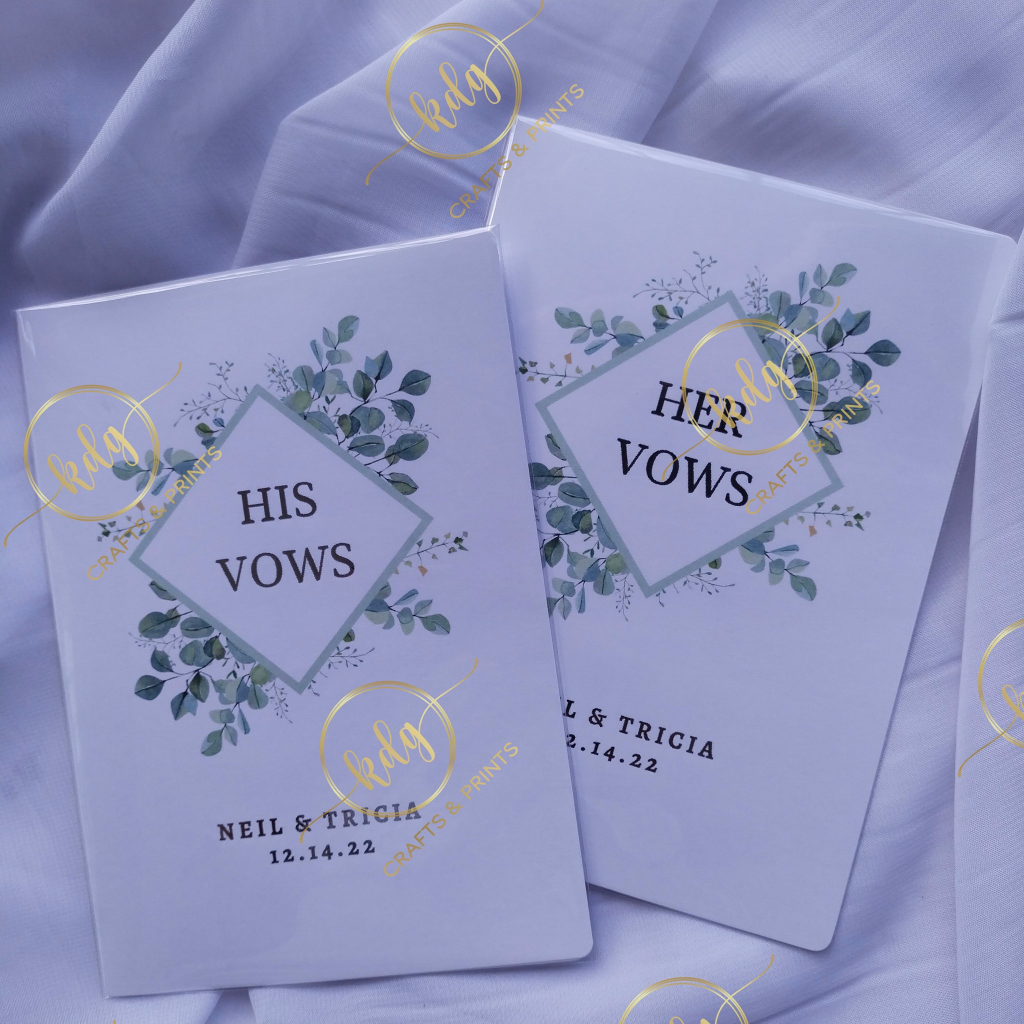 1 pair - His and Her Wedding Vows Card - Sage Green / Emerald Green ...