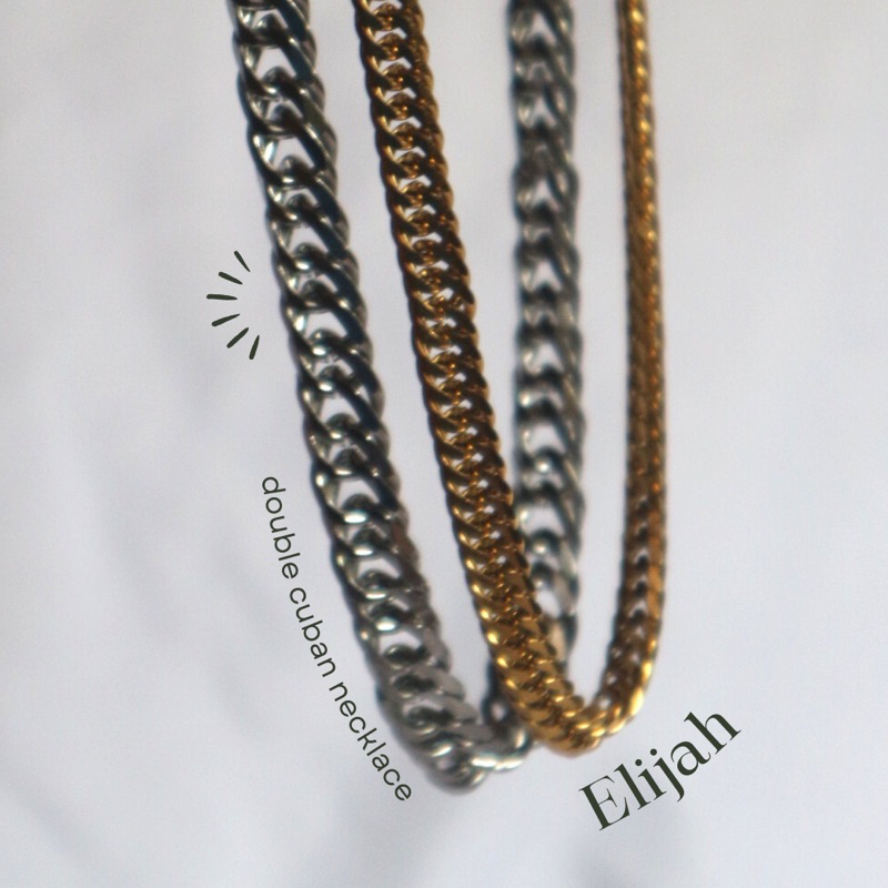 deliciaeph - Elijah Double Cuban Chain Necklace | Shopee Philippines
