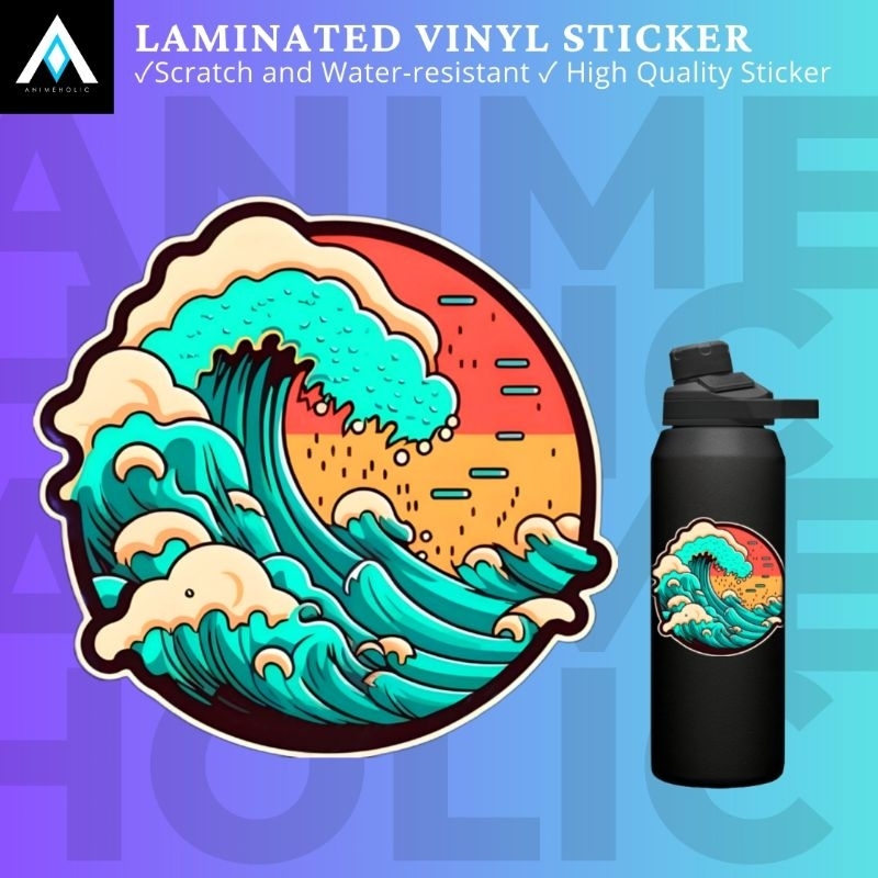WAVE WATER LOGO STICKERS 4.5 INCHES ~| ANIMEHOLIC LAMINATED VINYL ...