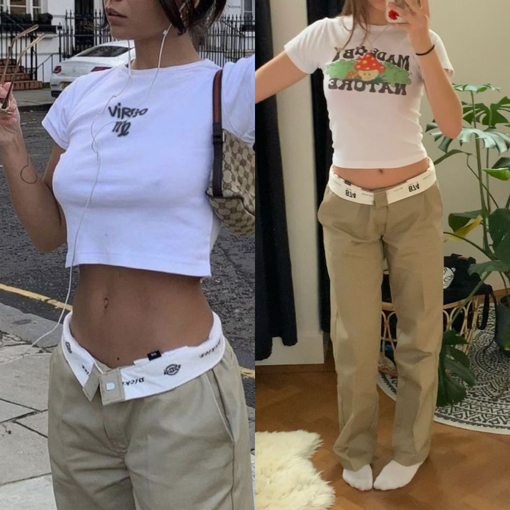 TWICE Flip Over Waist Khaki Pants High Waist Straight Cut Pants for ...