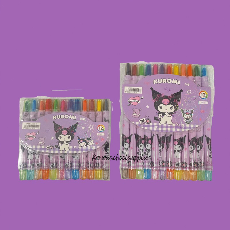 12 colors crayon sanrio twistable crayons kuromi melody school supplies ...