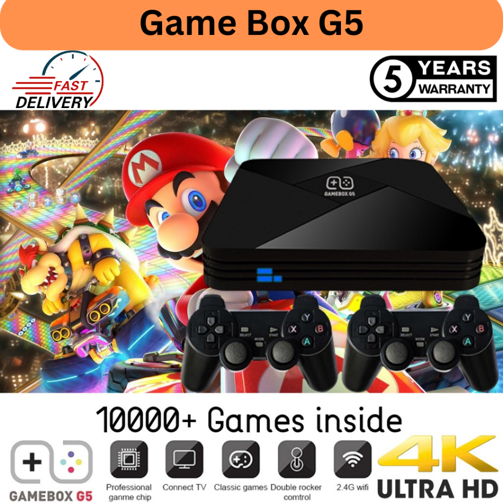 GAME BOX G5 + Android tv box With 2 in 1 Wireless Controller Gaming ...