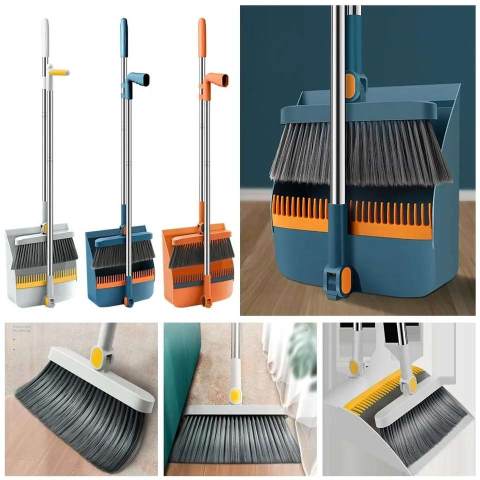 Foldable and standing broom and dustpan set combination & With ...