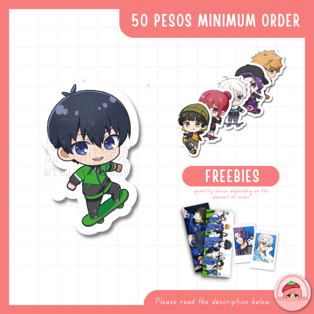 BLUE LOCK SKATER CHIBI ART ANIME - PEARL STICKERS | Shopee Philippines
