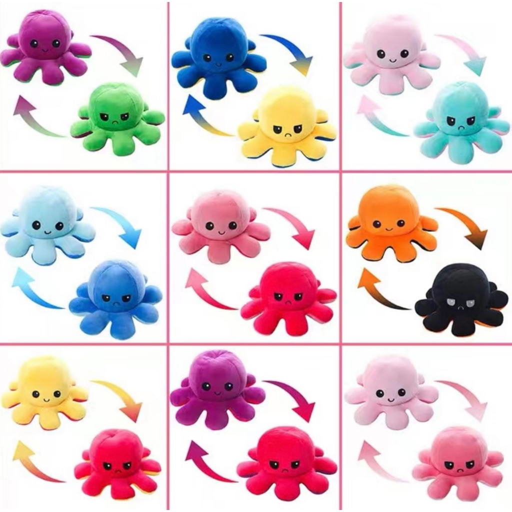 Octopus Double-sided Reversible Color Flip Stuffed Toy Kids Plush Toy ...