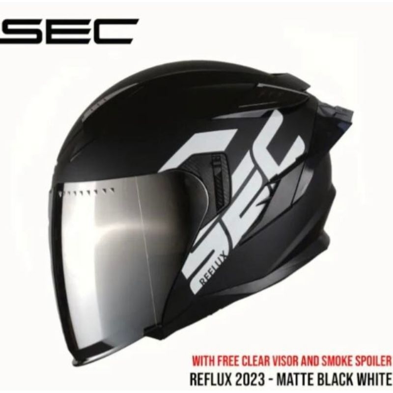 SEC REFLUX 2023 half face dual visor free clear lens,balaclava, spoiler ...