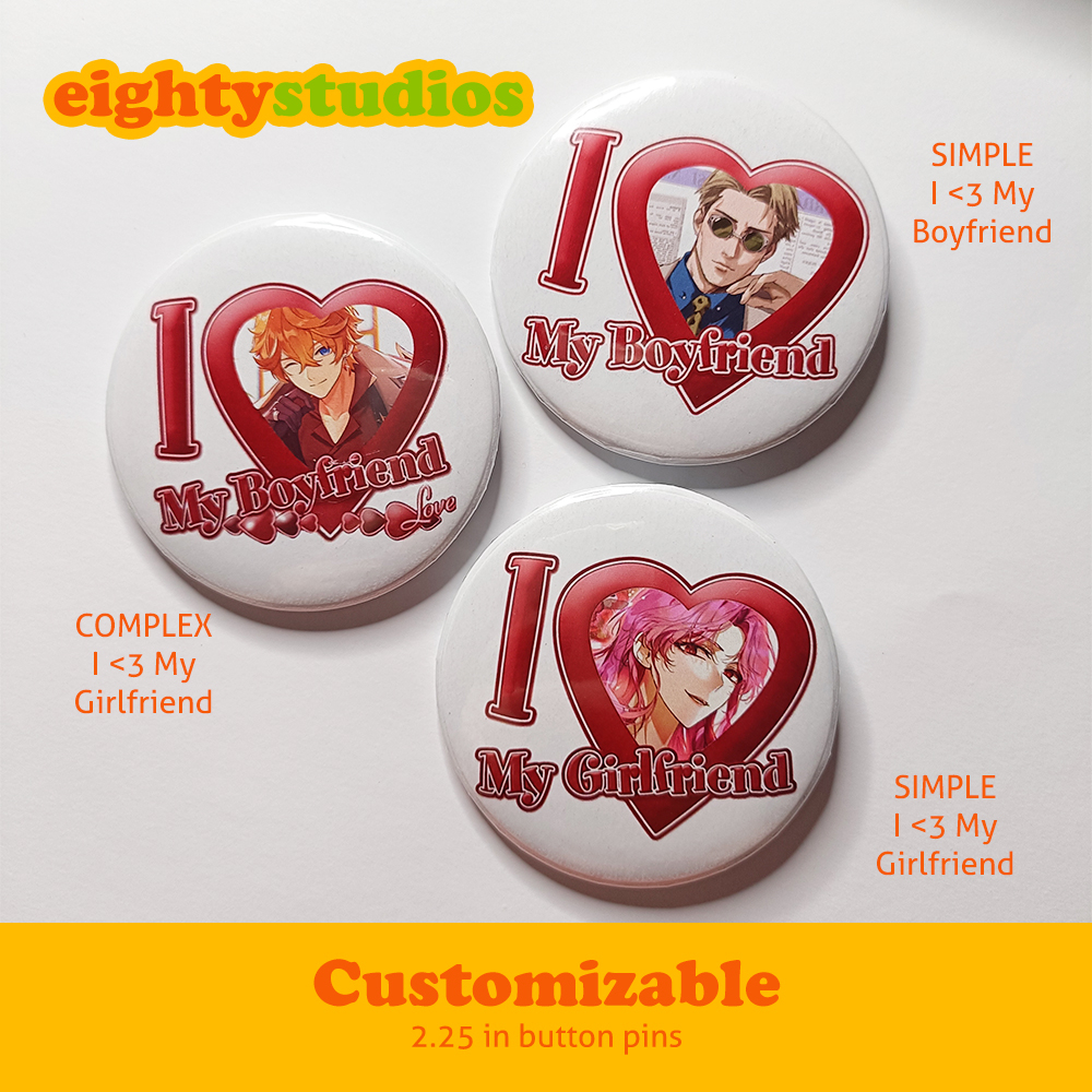 Customizable I Love My Boyfriend Girlfriend Button Pin | 2.25 inches ...