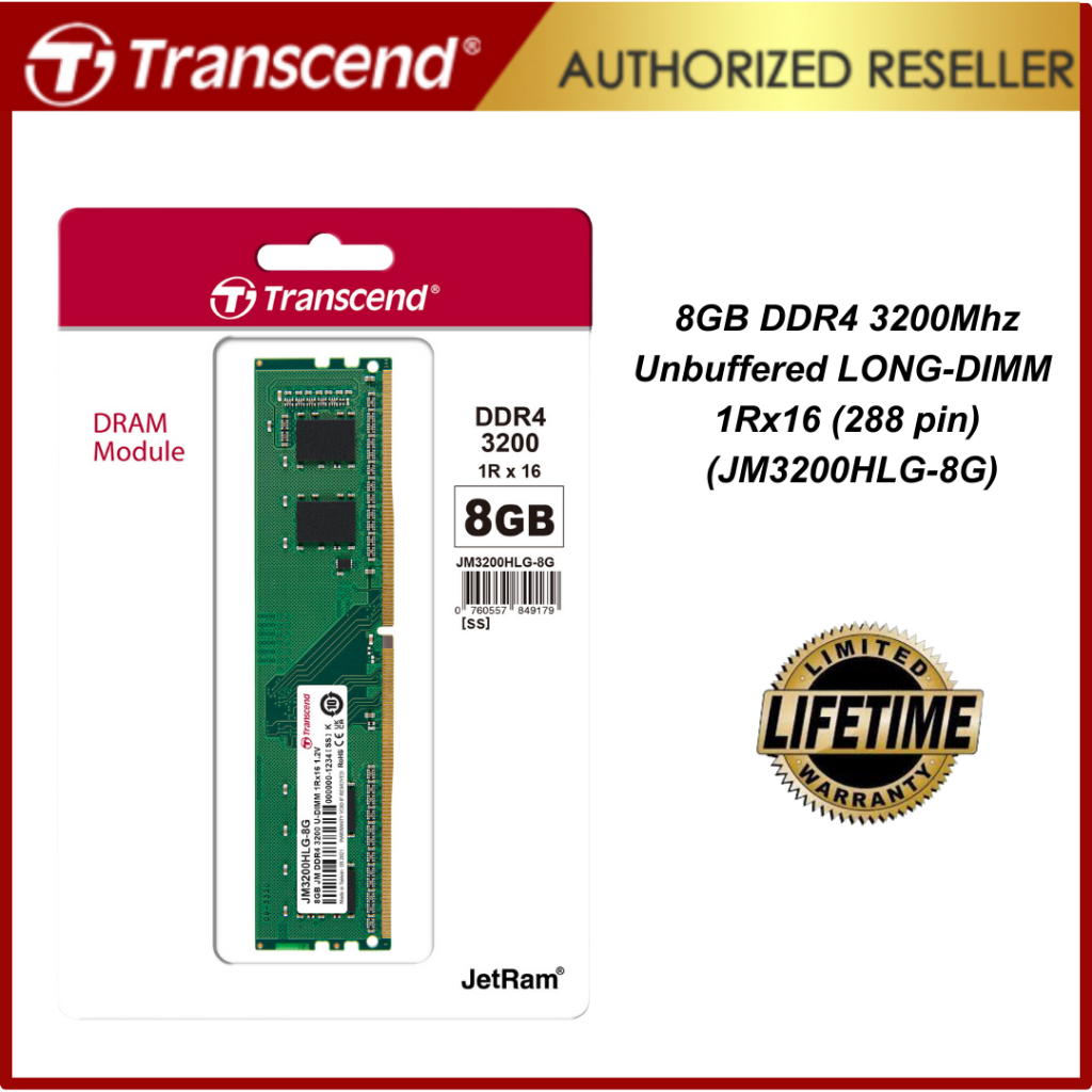 Transcend DDR4 3200Mhz Unbuffered Long-DIMM 288 pin 8G/16G/32G For ...