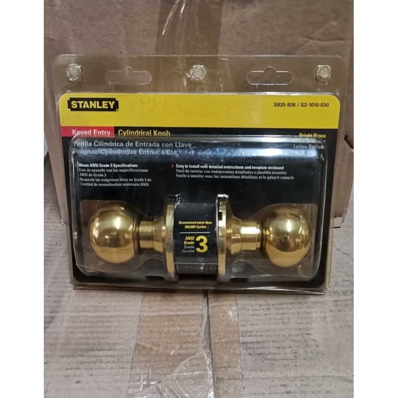 Stanley Cylindrical Entrance Lockset 1010-030 US3 ( Brass Finish ...