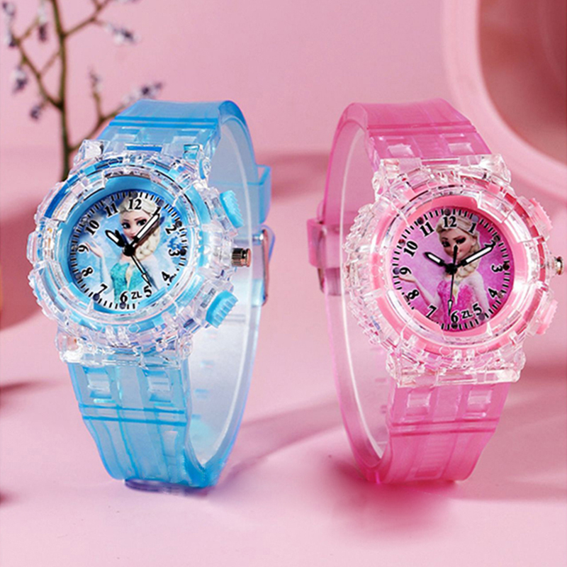 LED Light Kids Digital Watches for Boys Girls Princess Elsa Colorful ...