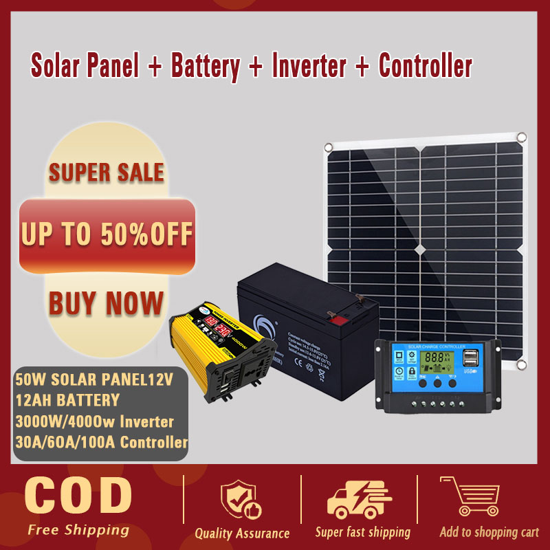 4in1 Power Station Solar Generator With 50W Solar Panel 12v Solar ...