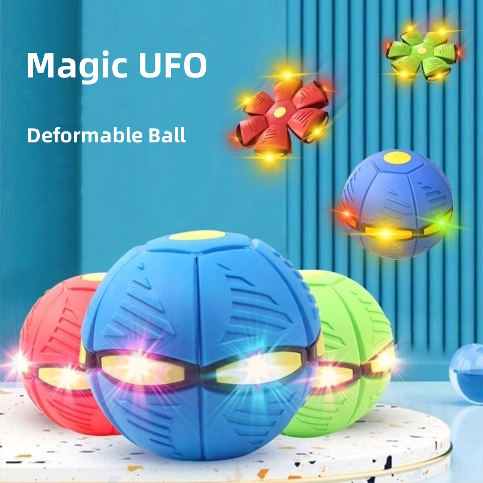 Magic Flying Saucer Ball UFO Flat Throw Disc Ball with LED Light Toy ...