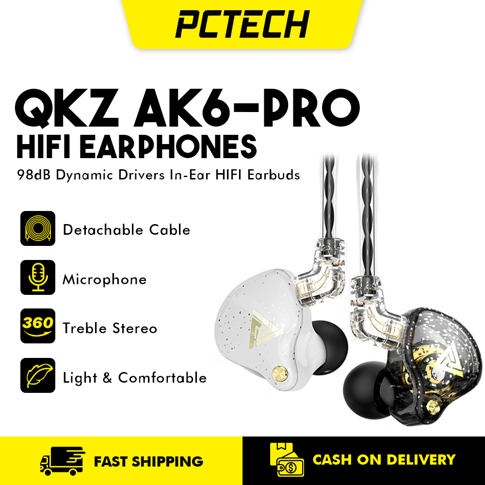 QKZ AK6 PRO In-ear Headphones HiFi Fever Subwoofer Earbuds Earphone with Microphone Removable ...