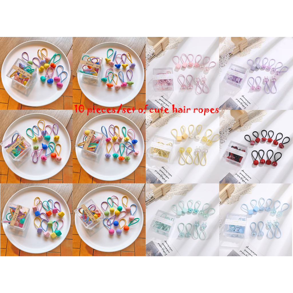 10 pcs/box baby girl elastic cord, baby girl cute candy color rubber ...