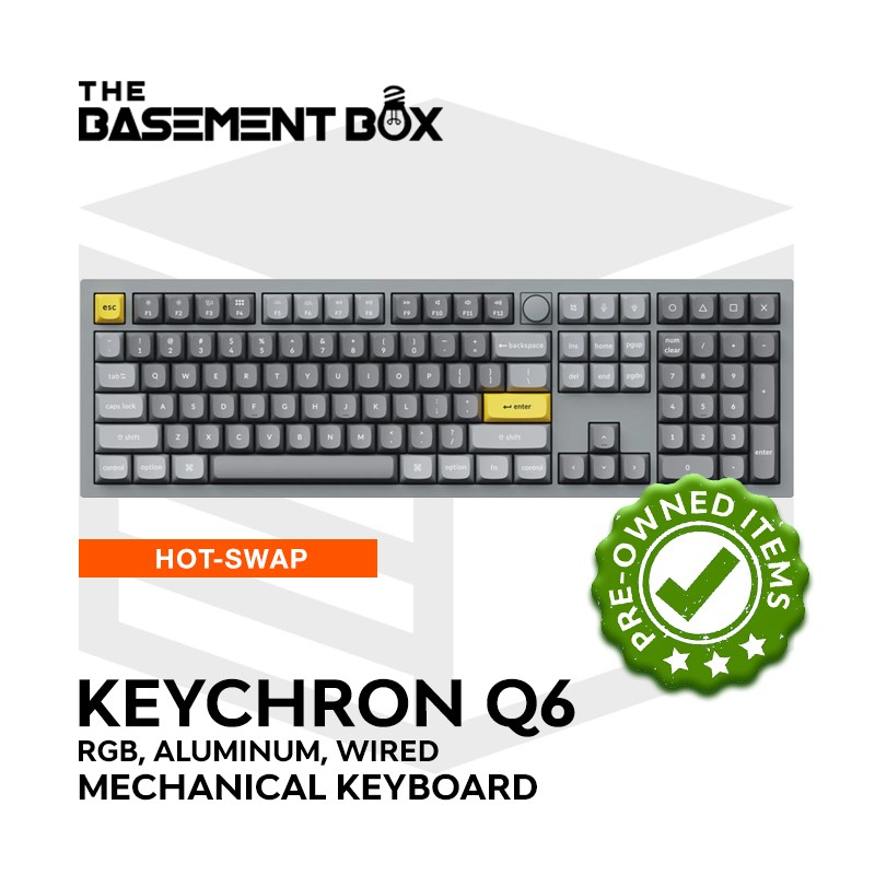 Keychron Q6 QMK Mechanical Keyboard (Silver Grey, Full, Wired, RGB ...