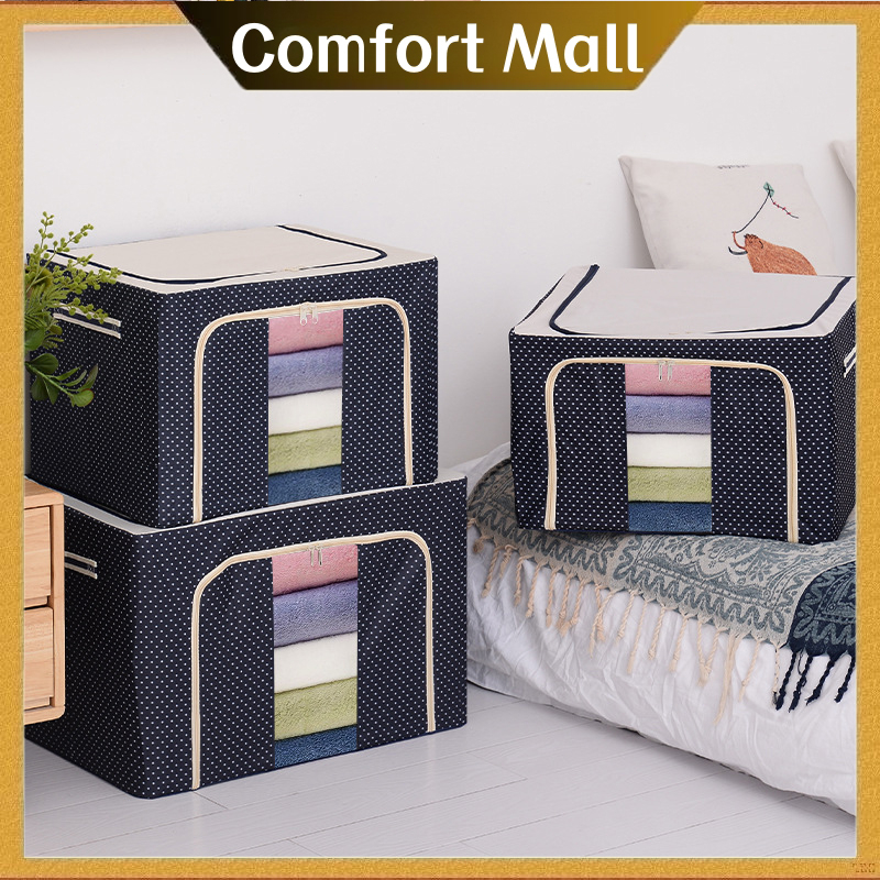 72/100/120/150L Clothes Storage Box Foldable Oxford Steel Frame Storage ...