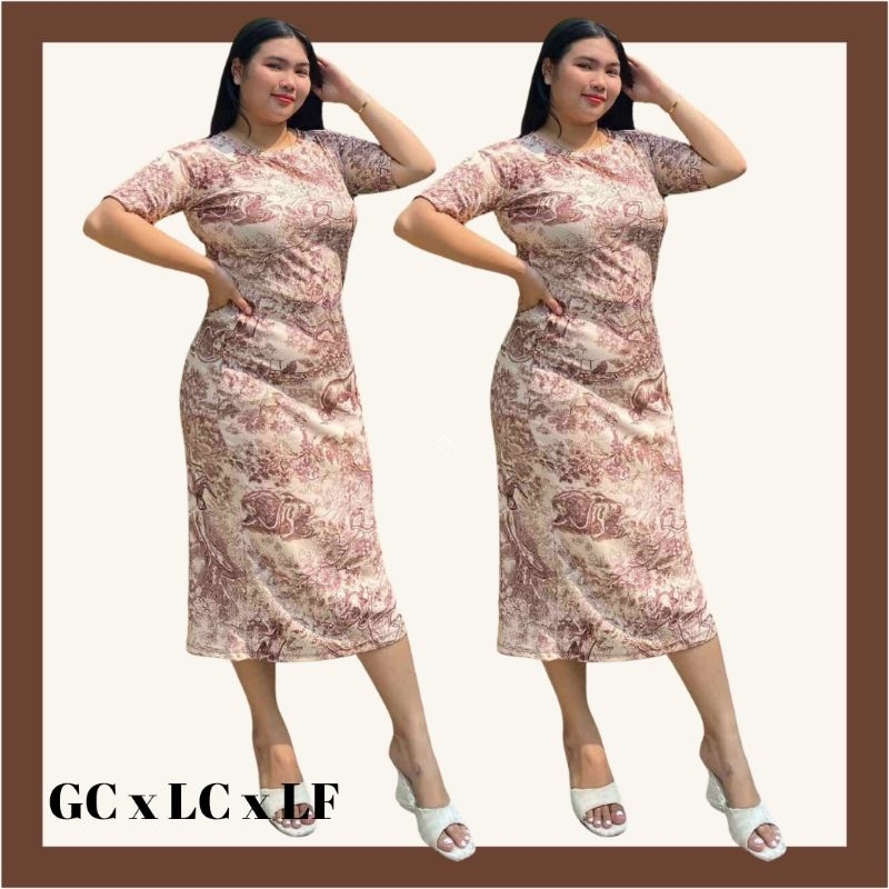 BARETTO PLUS SIZE up to 5XL Basic Roundneck Non-slit Body Hugging Maxi ...