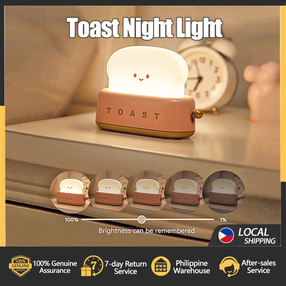 【Flash Sale】Toast Lamp Cute Bread Lamp Night Light Warm Candle Table ...
