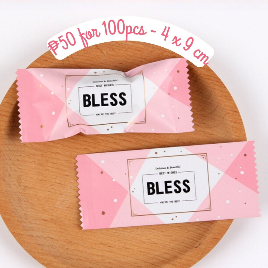 FP1830 (100pcs) 4x9 CM Pink Bless Candy Nougat Bag for Sealing Bag Heat ...