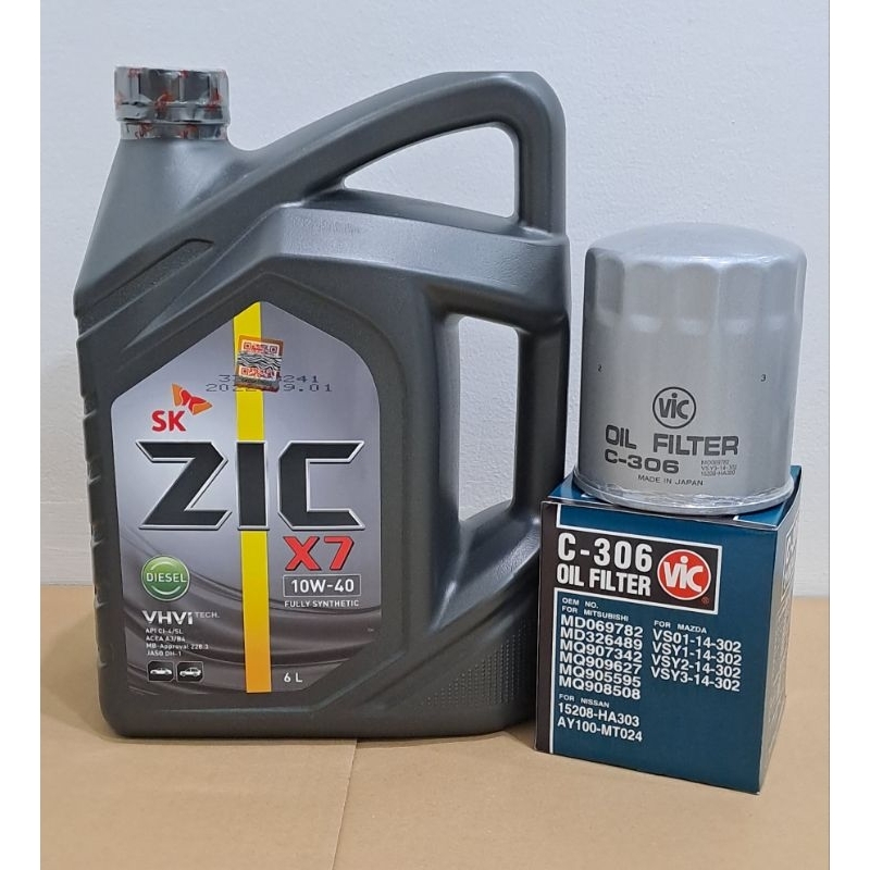 ZIC X7 10w40 Diesel 6-liters with Vic C-306 oil filter | Shopee Philippines