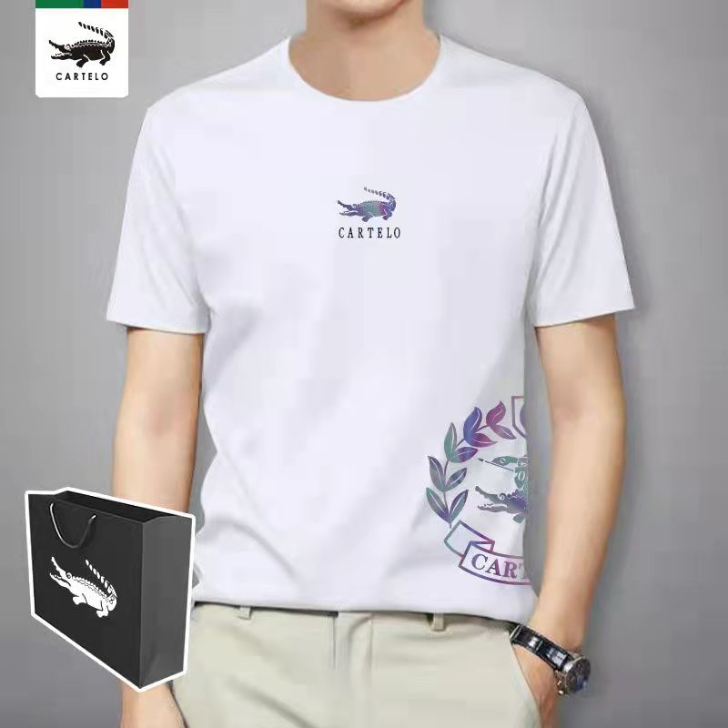 Cartelo Men's New T-shirt Cotton Cellulose Fiber O-Neck Printed Shirt for Men Male | Shopee ...