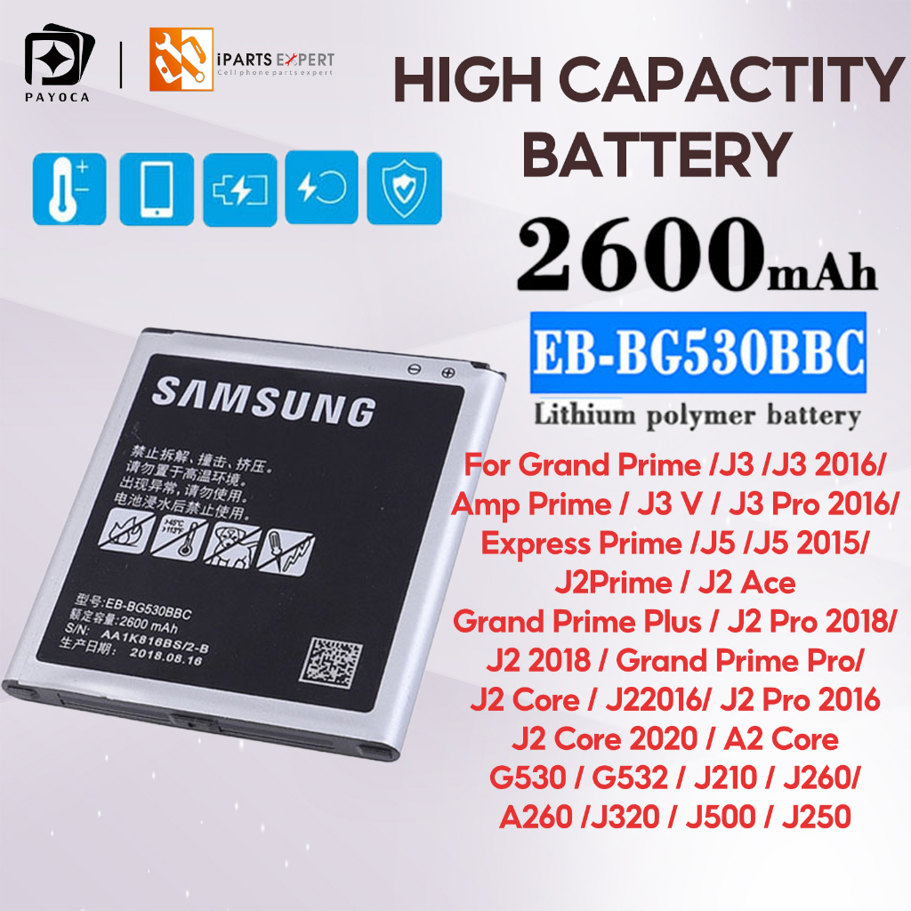 IPARTSEXPERT 𝐎𝐫𝐢𝐠𝐢𝐧𝐚𝐥 Replacement EB-BG530BBE EB-BG530CBU Battery for ...