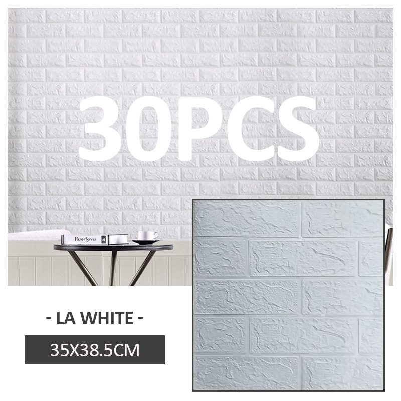 30pcs Wallpaper Bricks 35x38.5cm 3D Wall Sticker Foam Self Adhesive ...
