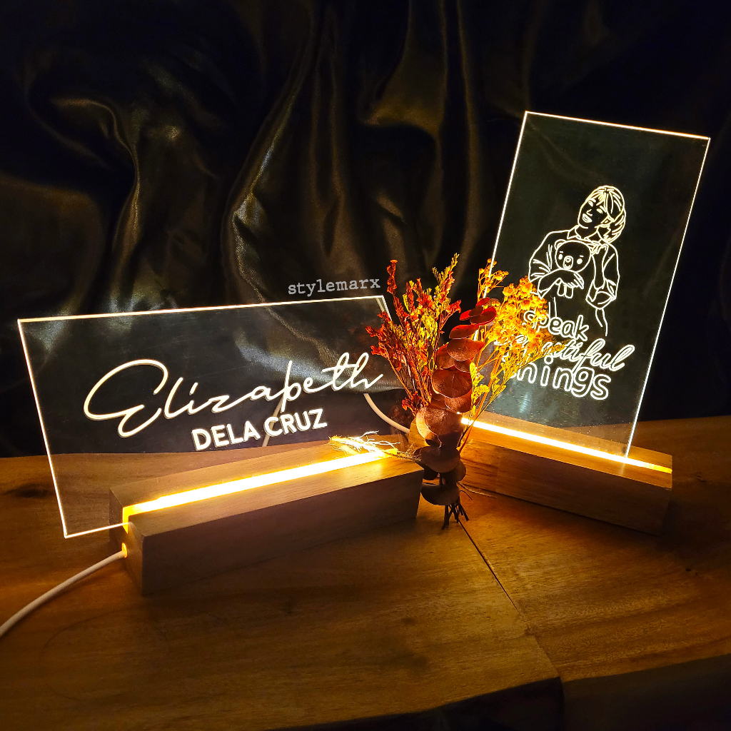 Customized LED Lamp | Acrylic Night Desk Light | Line Art Portrait ...