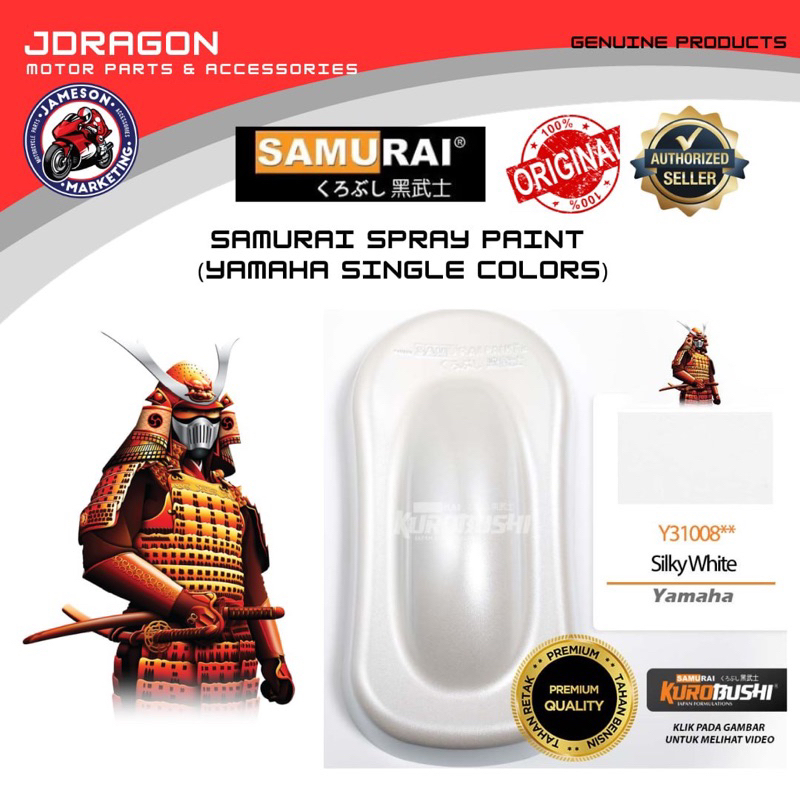 ORIGINAL SAMURAI PAINT (YAMAHA SINGLE COLORS) Y31008 SILKY WHITE 400ml | Shopee Philippines