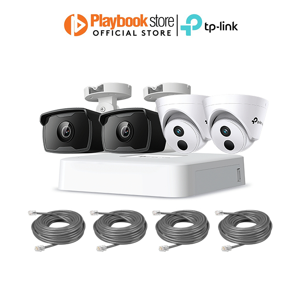 TP-Link VIGI 4-Channel IP CCTV Camera Surveillance Kit (VIGI C420I, VIGI C320I, VIGI NVR1104H-4P ...