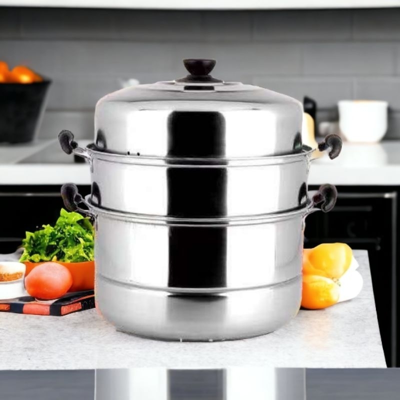 3 Tier Stainless Steel Steamer Pot For Cooking With Stackable Pan ...