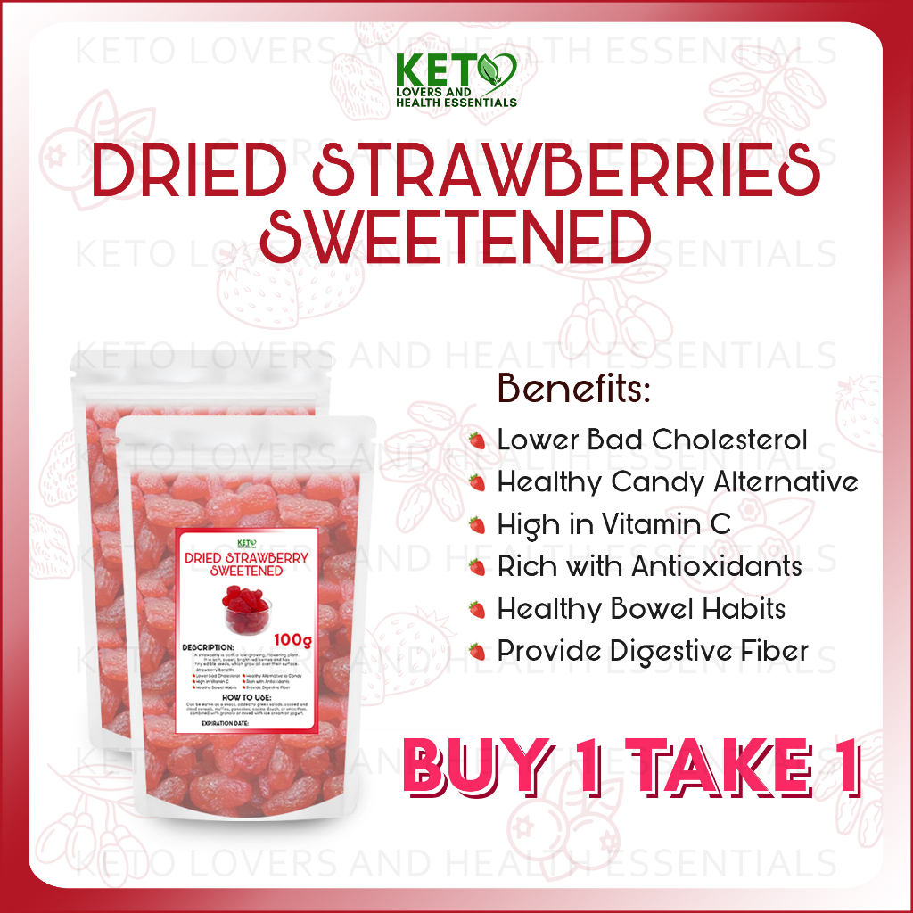 BUY 1 TAKE 1 Dried Strawberries Sweetened 100g Dried Fruits, Healthy ...