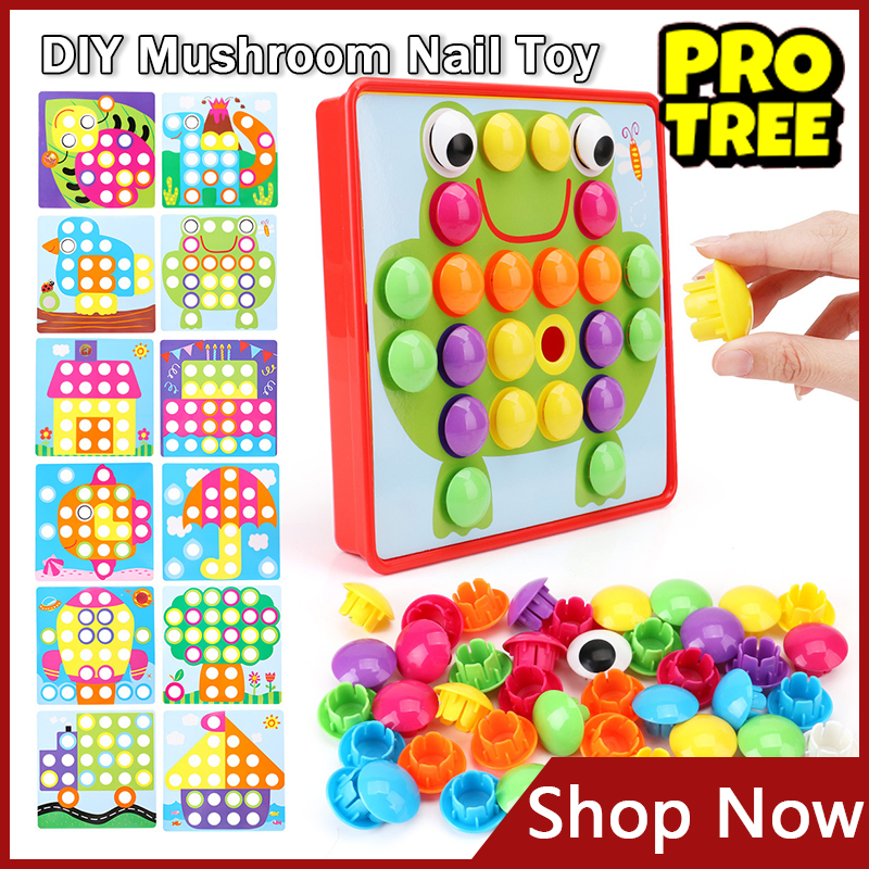 PROTREE Colorful Button Nail Mushroom 3D Puzzles Picture Art Creative ...