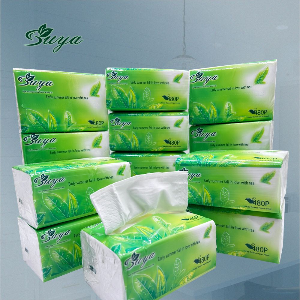 (480 sheets x 8 Packs) 0.9kg Organic Green Tea Facial Tissue Paper ...