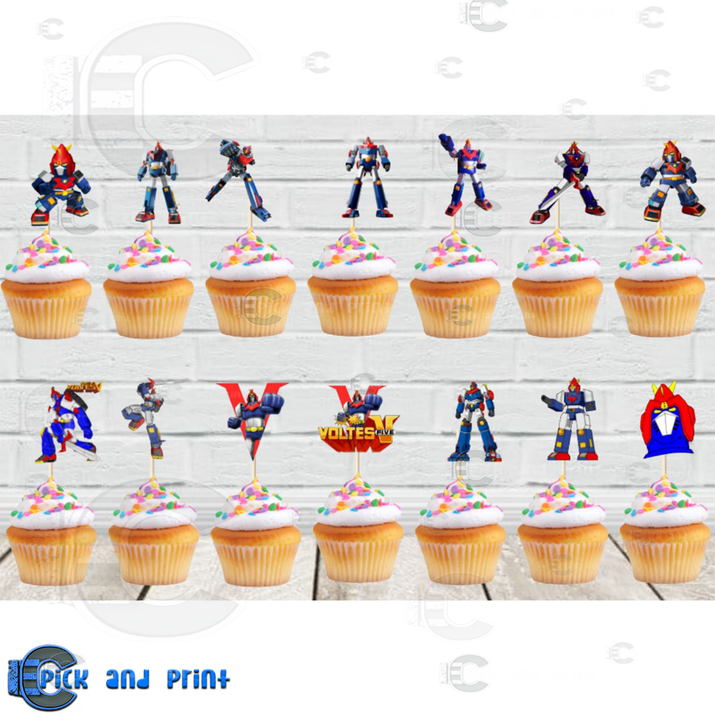 12+2 pcs Voltes V Cupcake Toppers for DIY party Decorations Party ...