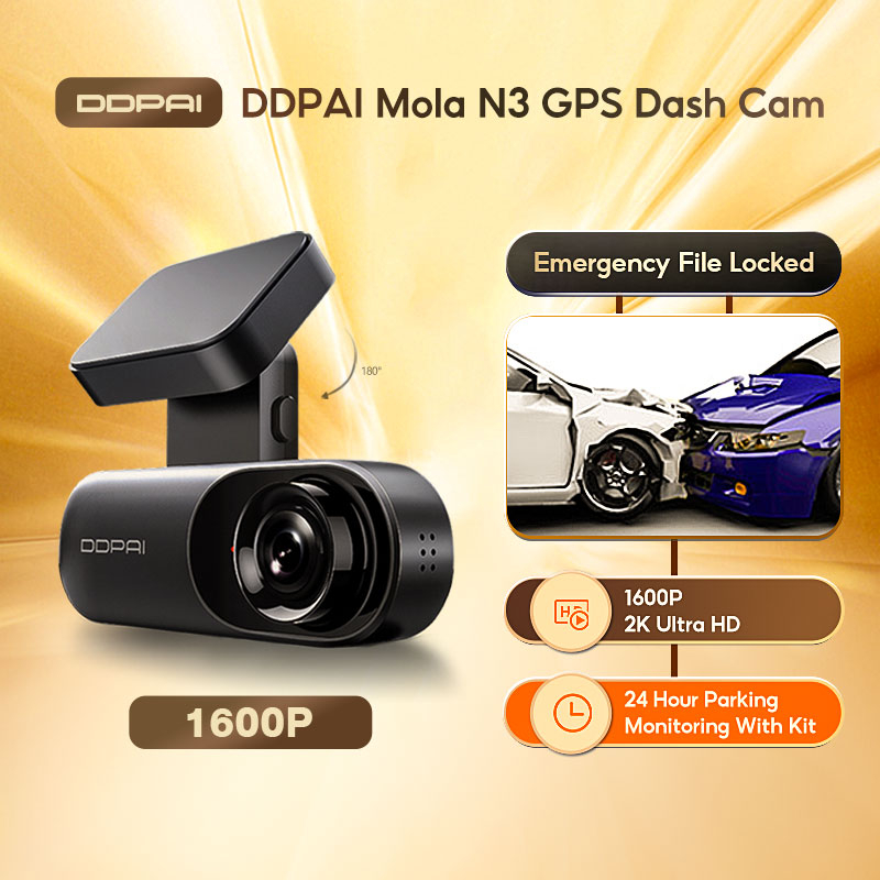 DDPAI Mola N3 Pro GPS DashCam 1600p 2K QHD Night Vision 140° 24hrs Parking Monitor Dashcam Pre ...