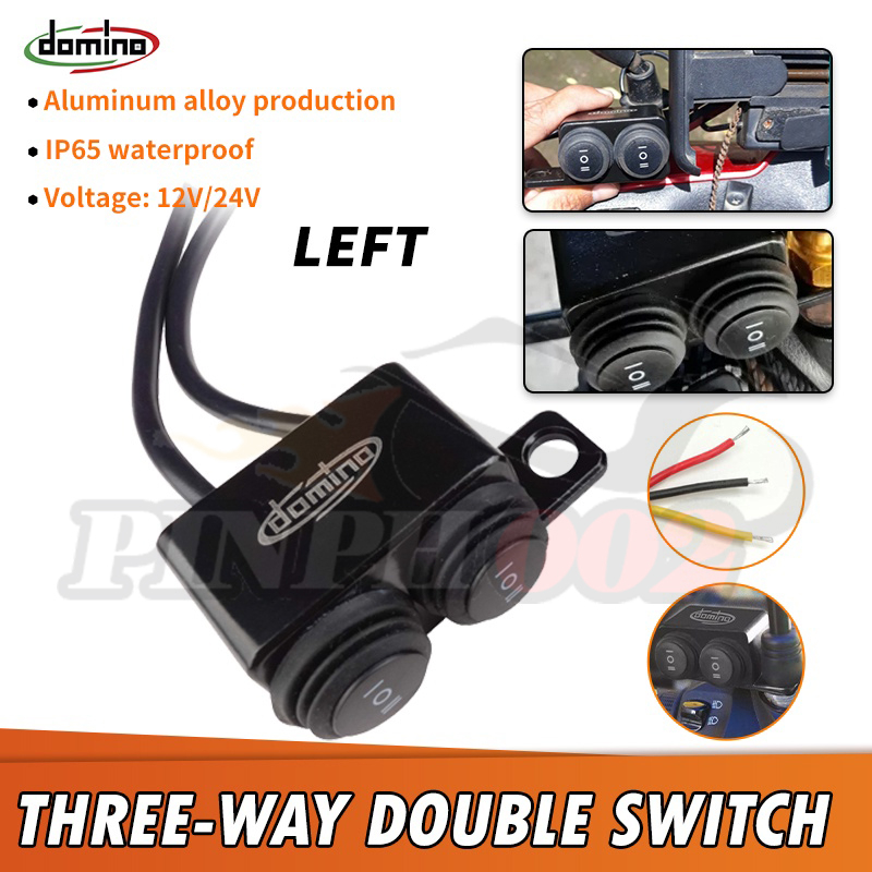 Domino Motorcycle 3 Two-Way Three-Way Left Switch Rearview Mirror ...