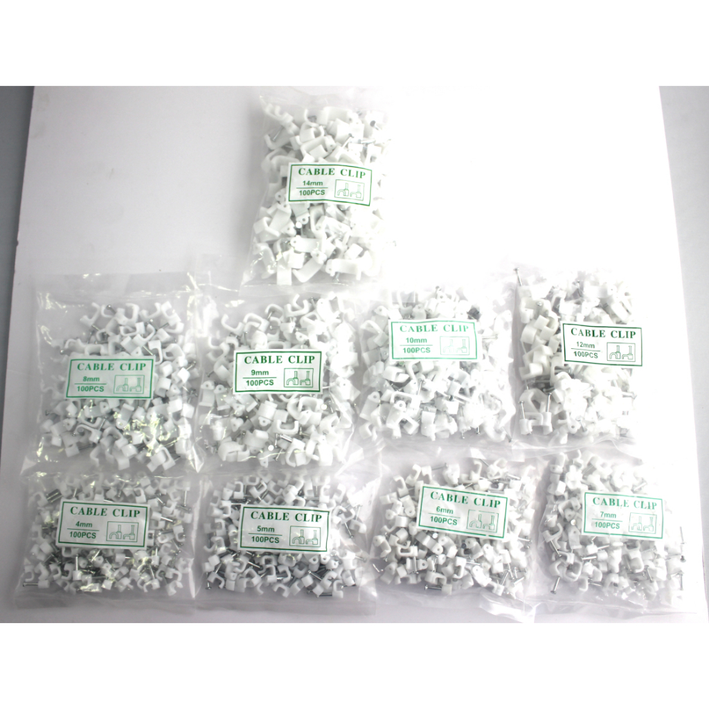 (4mm to 14mm) 100PCS FLAT TYPE CABLE CLIPS PVC NAIL CABLE WIRE CLIP ...