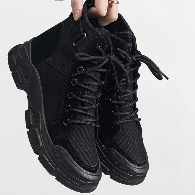 [JSJK]Korean Women canvas High Cut zipper Fashion Boots #d01 （add 1size ...