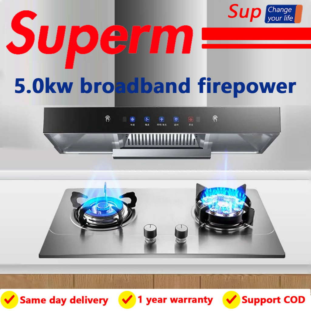 4500W fully automatic built-in double burner gas stove black tempered ...