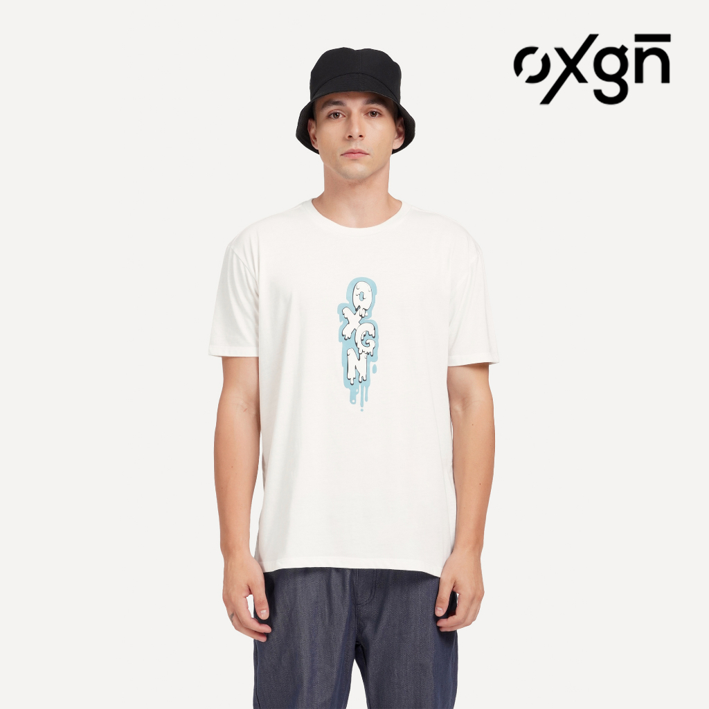 OXGN Logo Graphic Print T-Shirt For Men (White/Green) | Shopee Philippines
