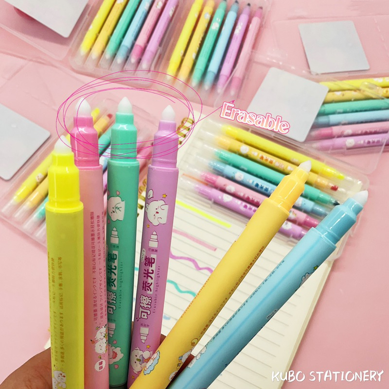 WB-956 erasable highlighter cute cartoon 6-color erasable highlighter ...
