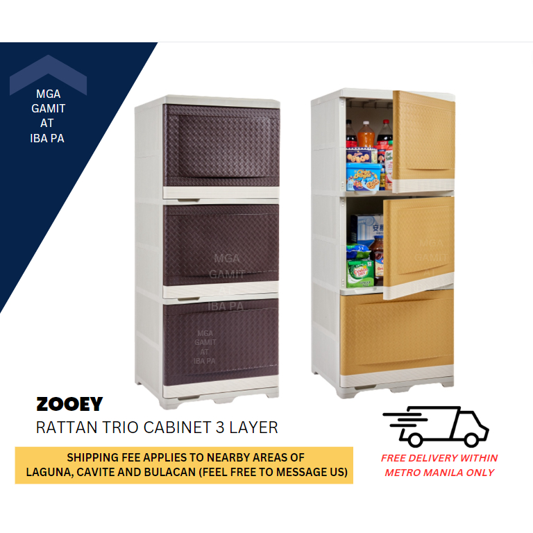 ZOOEY RATTAN TRIO CABINET (FREE DELIVERY W/IN METRO MANILA) | Shopee ...