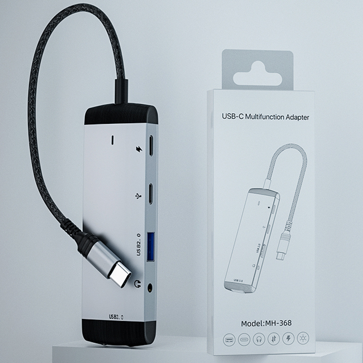 MH-368 5in1 Hub USB-C Multifunction Adapter PD60W Fast Charging 3.5mm ...