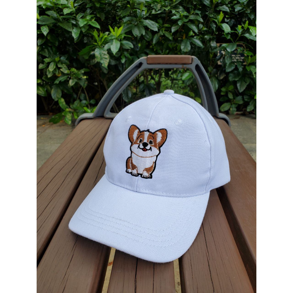 NEW! Onhand Corgi Embroidered Cap (Available Cap Color: White or Light ...